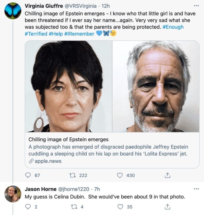 Plane Perverted – 9-year-old On Jeffrey Epstein Lap Named