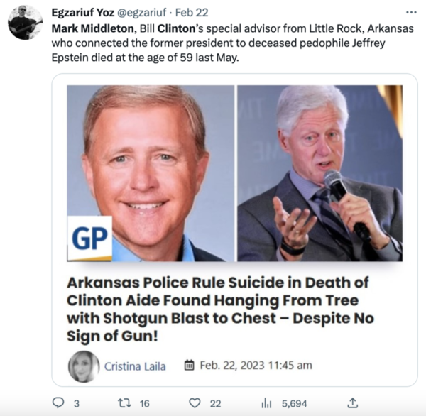 Mark Middleton: Evil Clinton-Epstein Conspiracy, Jun 2022